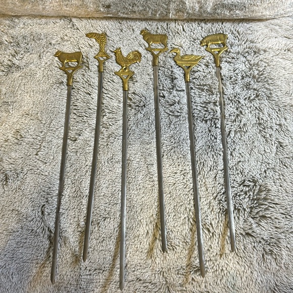Williams Sonoma | Dining | Vintage Metal Animal Kaboob Skewer Set 6 ...